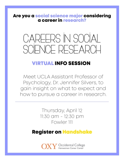 Careers in Social Science Research Virtual Info Session | Occidental ...